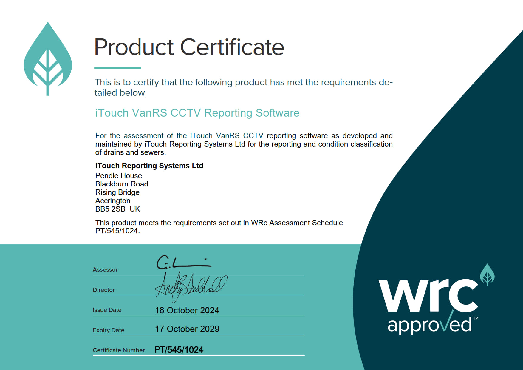 iTouch VanRS CCTV Reporting Software | WRc Approved | WRc